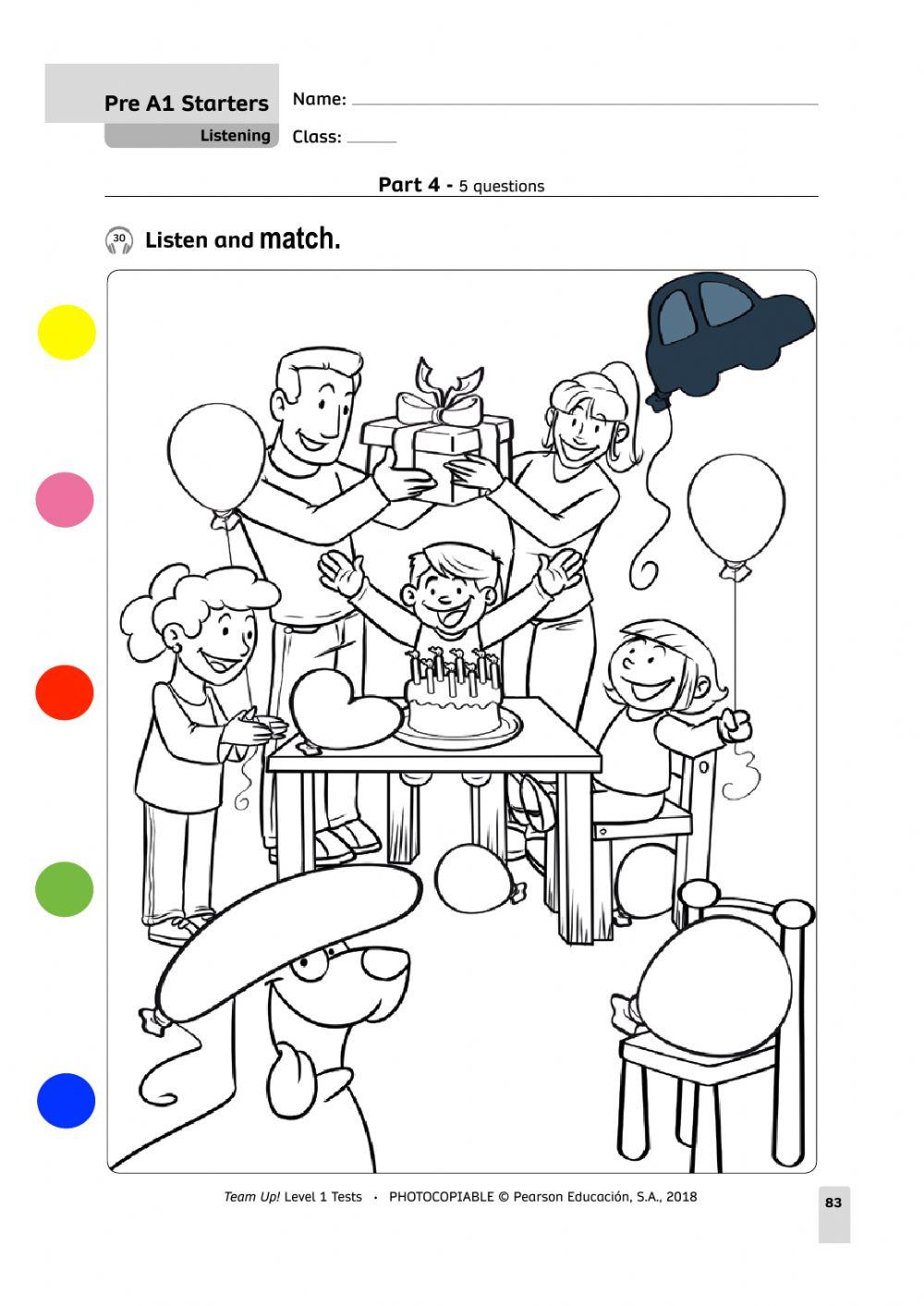 Listening,Pre-A… | Free Interactive Worksheets | 5809073