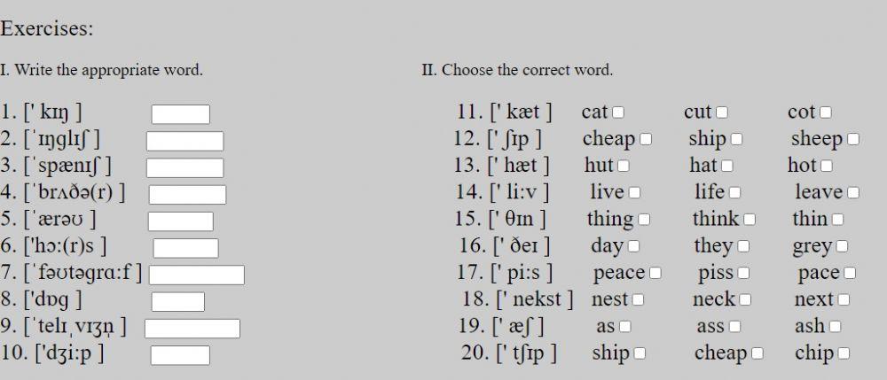 Phonetic transcription online exercise for | Live Worksheets