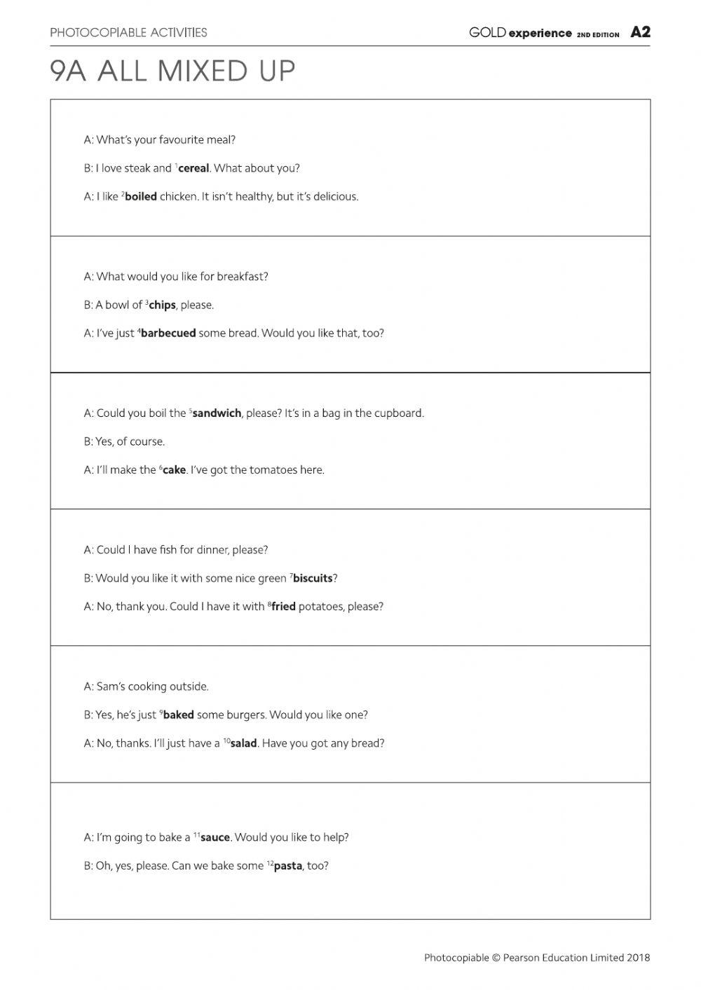 KET - VOCABULARY: WAYS OF COOKING online exercise for | Live Worksheets