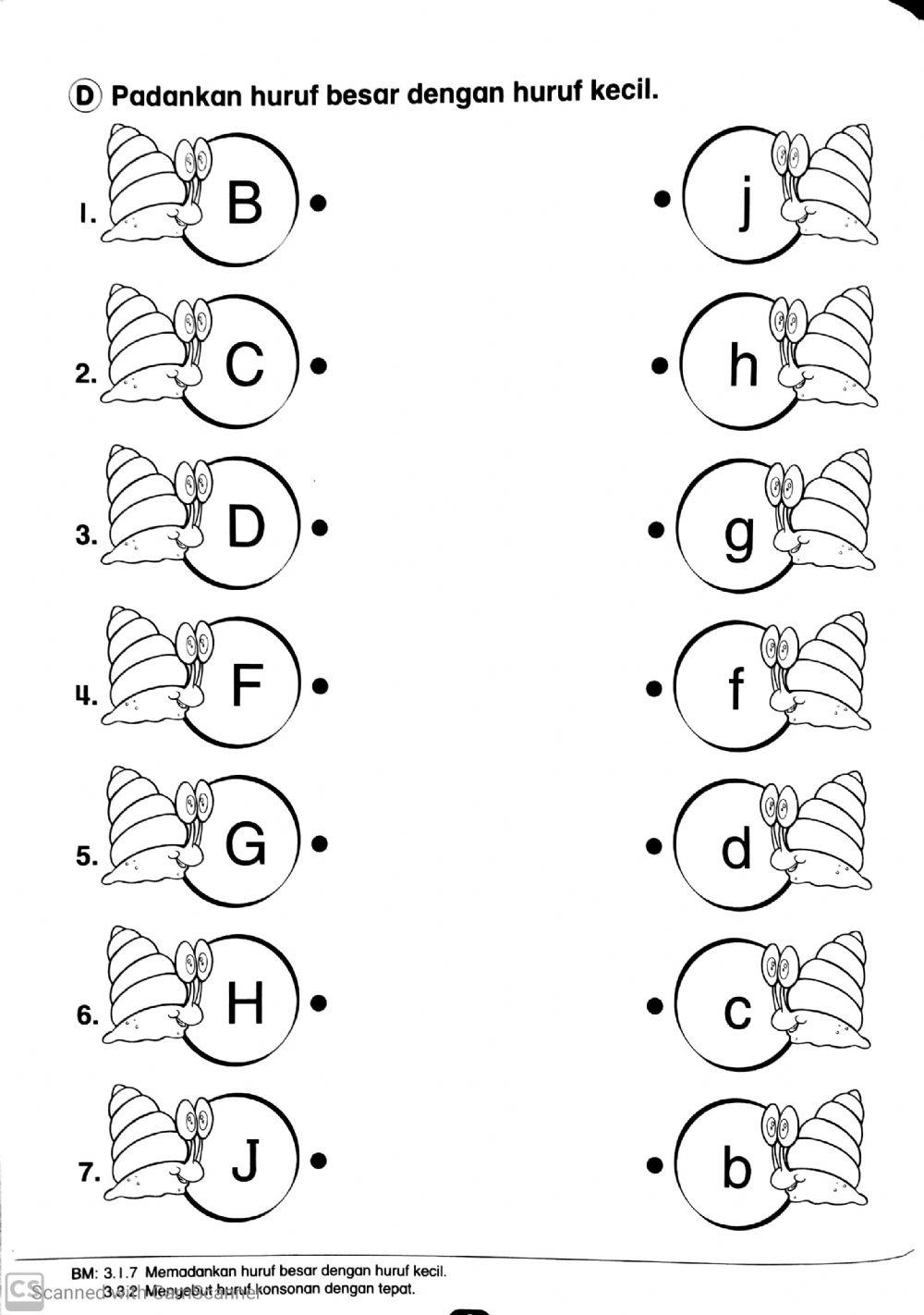 Suai huruf besar dan huruf kecil 1 worksheet | Live Worksheets