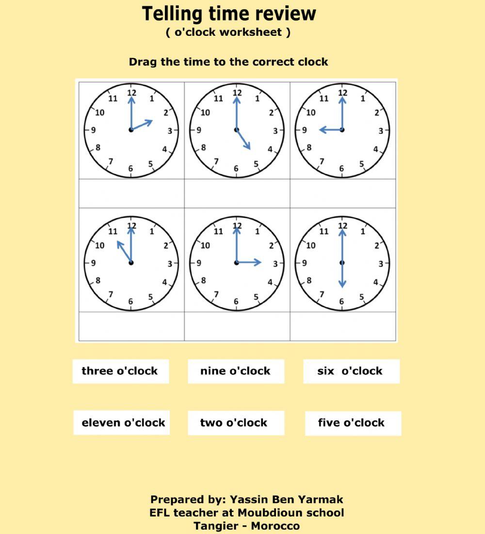 O'clock sheet | Free Interactive Worksheets | 264797