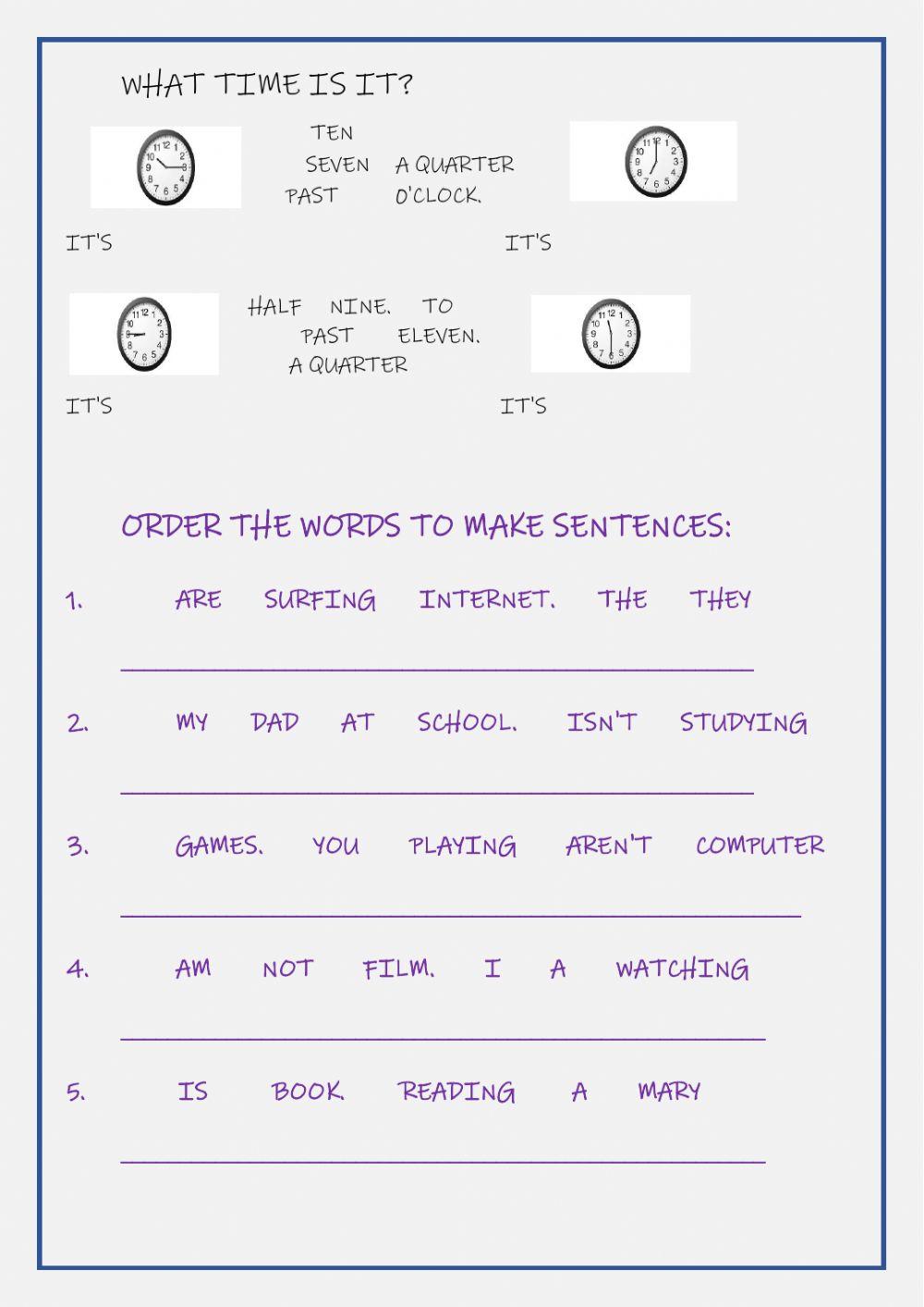 Activities, Present Continuous worksheet | Live Worksheets