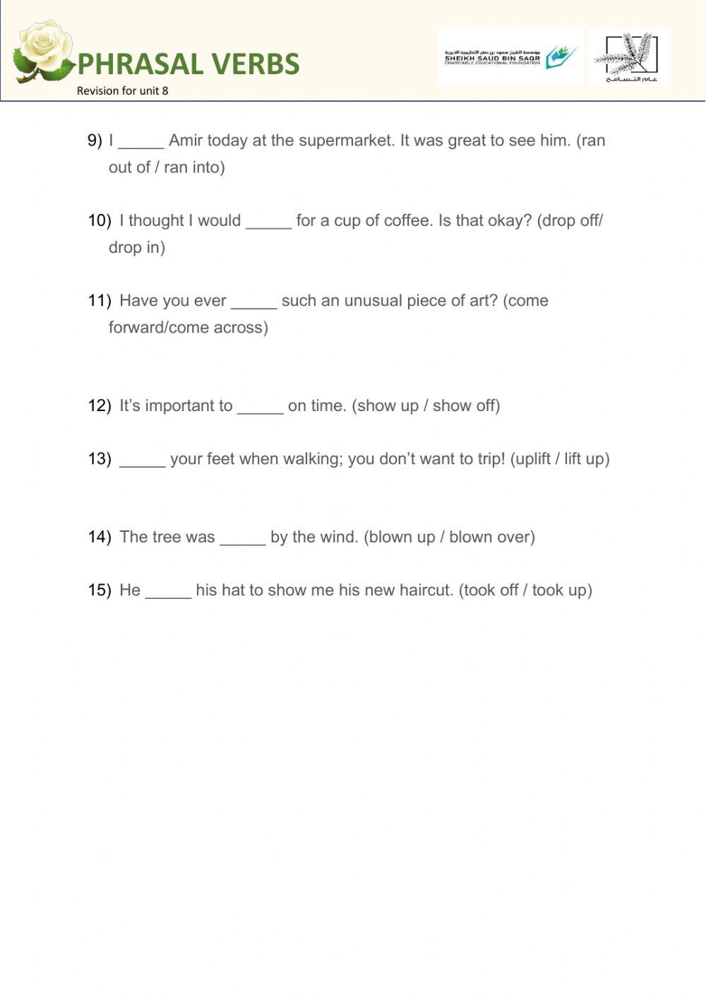 phrasal verbs 5811439 | Noshi | LiveWorksheets
