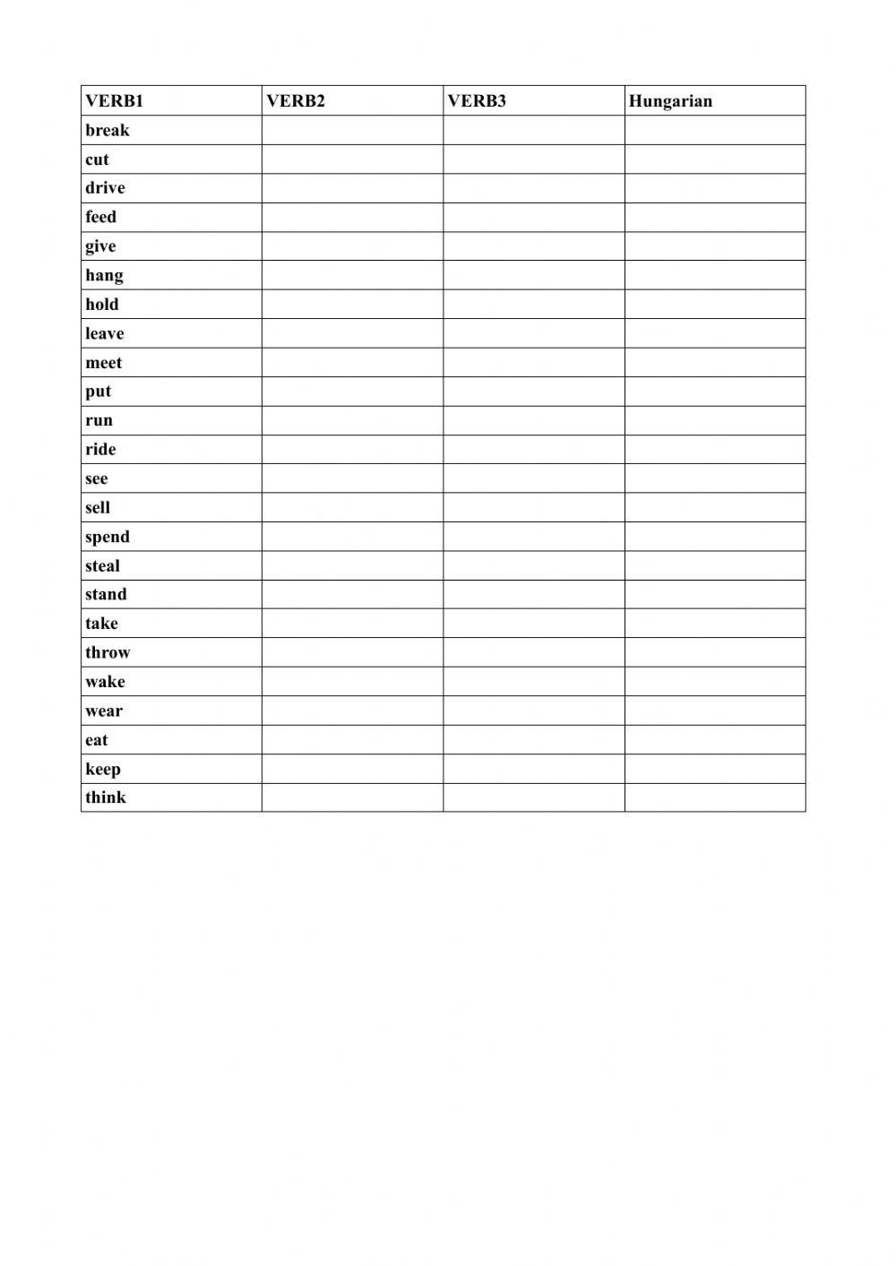 Irregular verbs online exercise for 7 | Live Worksheets