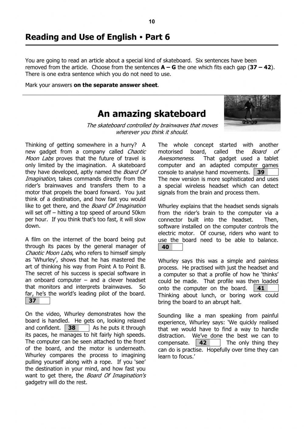 FCE READING AND UOE (Parts 1 to 6) 5812050 | Catalina