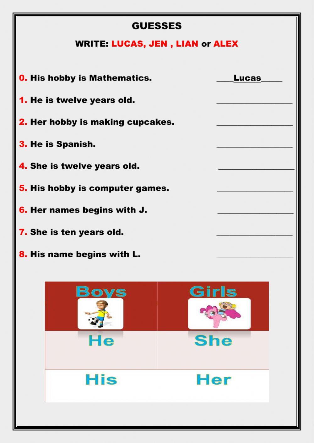 Guesses | Live Worksheets