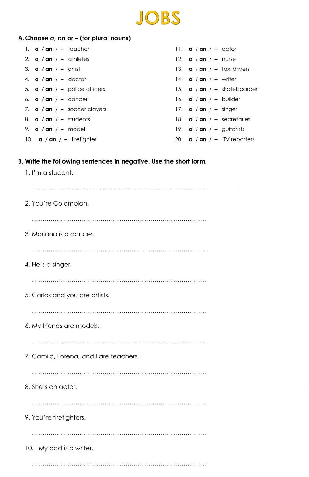 Jobs 266046 | StephanieCh | Live Worksheets