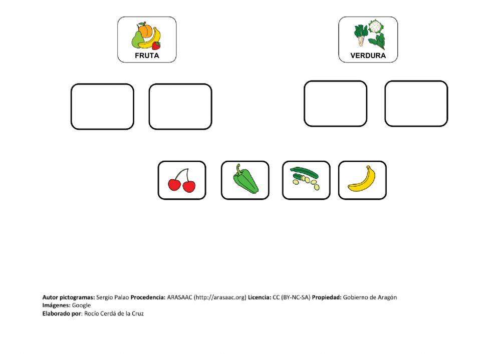 Frutas y verduras worksheet for todos | Live Worksheets