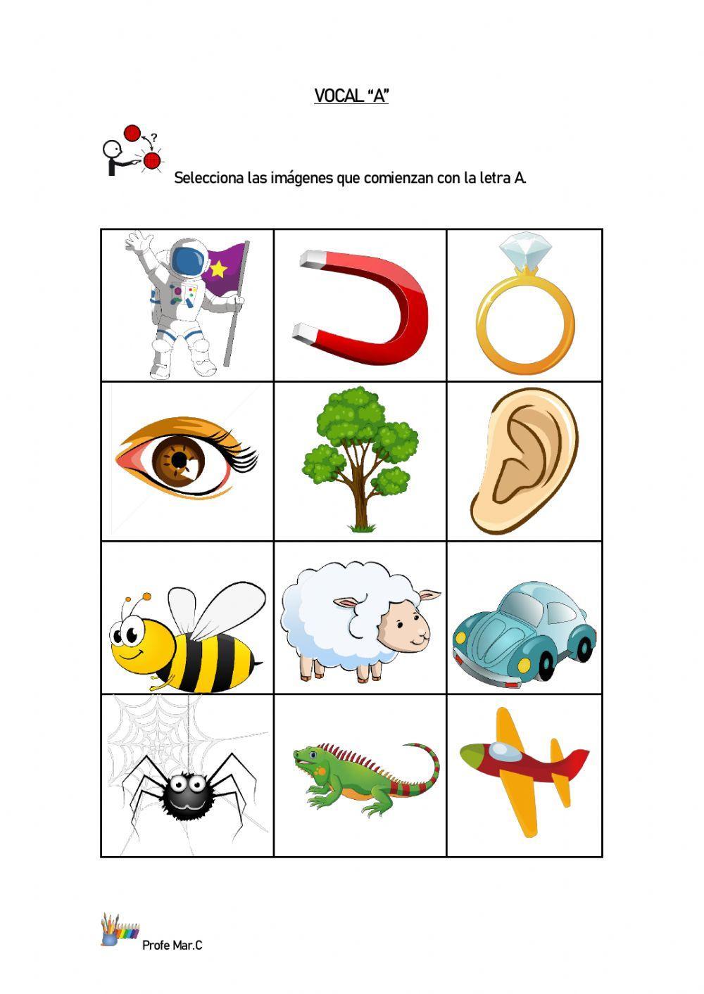 Vocal A Lenguaje activity | Live Worksheets