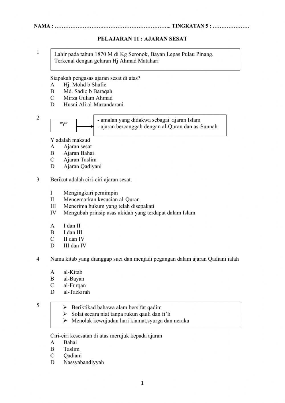 Soalan worksheet | Live Worksheets