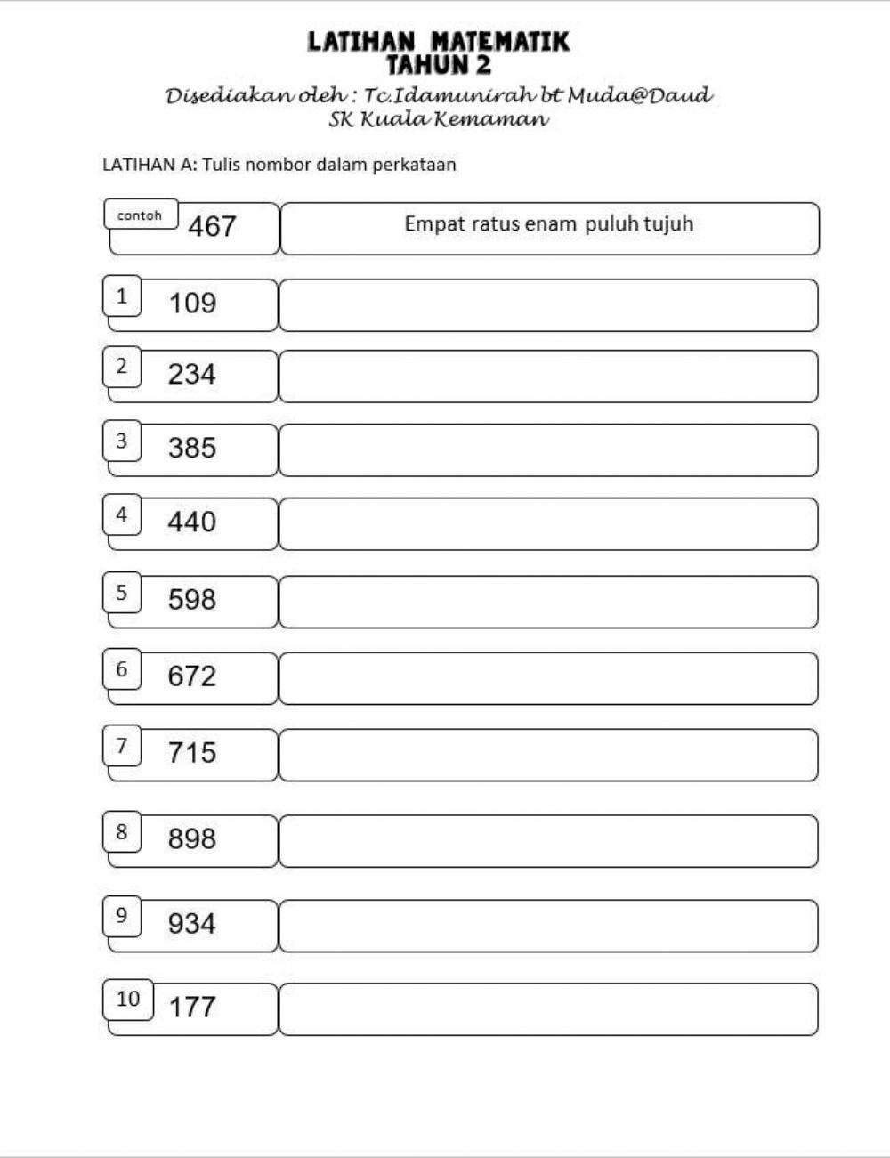 Matematik matematik exercise | Live Worksheets
