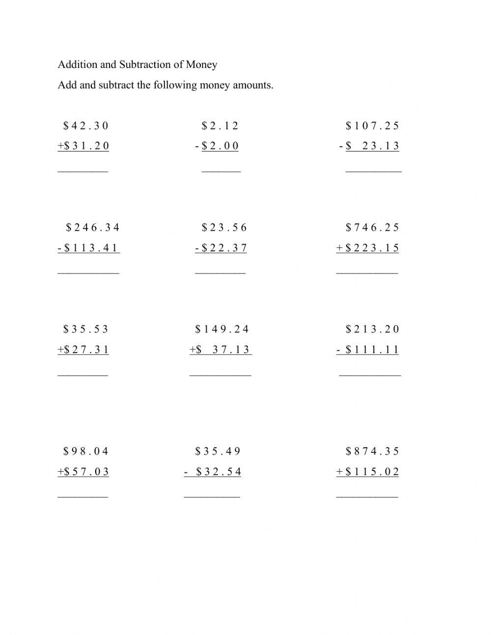 Addition And Subtraction Of Money Worksheet Live Worksheets addition-and-subtraction-of-money-worksheet-live-worksheets
