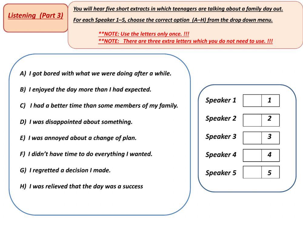 FCE Listening-P… | Free Interactive Worksheets | 5870755
