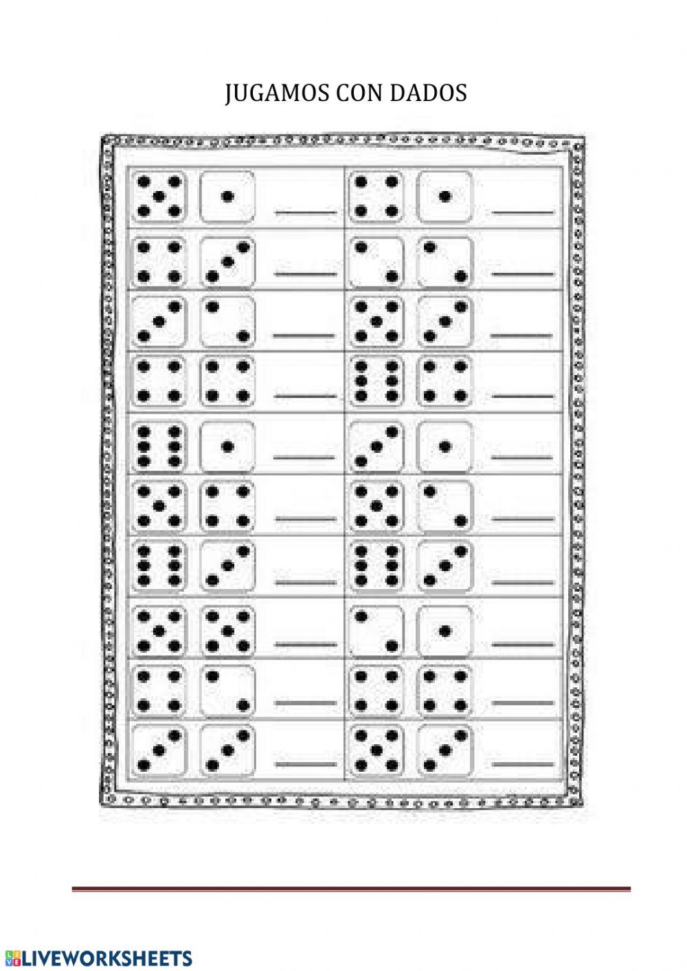 Jugar con los dados worksheet | Live Worksheets