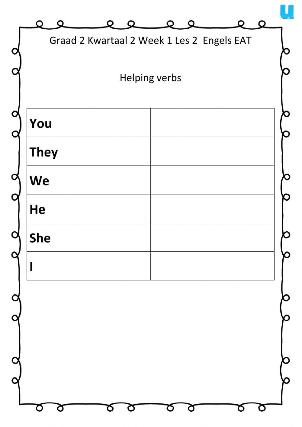 Helping verb worksheet | Live Worksheets