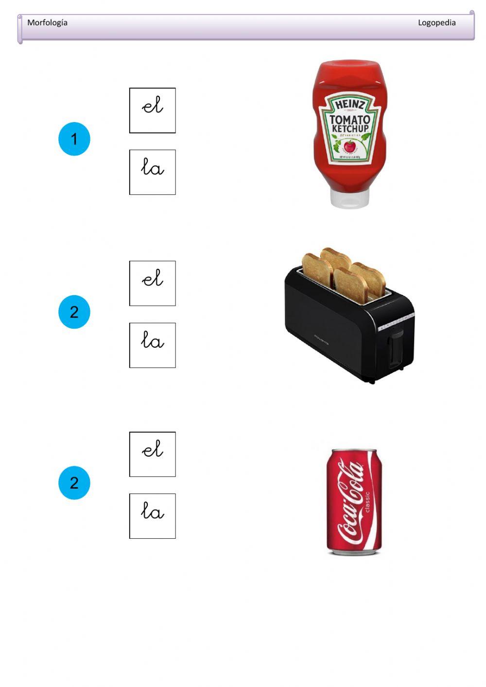 Concordar los artículos con las imágenes worksheet | Live Worksheets