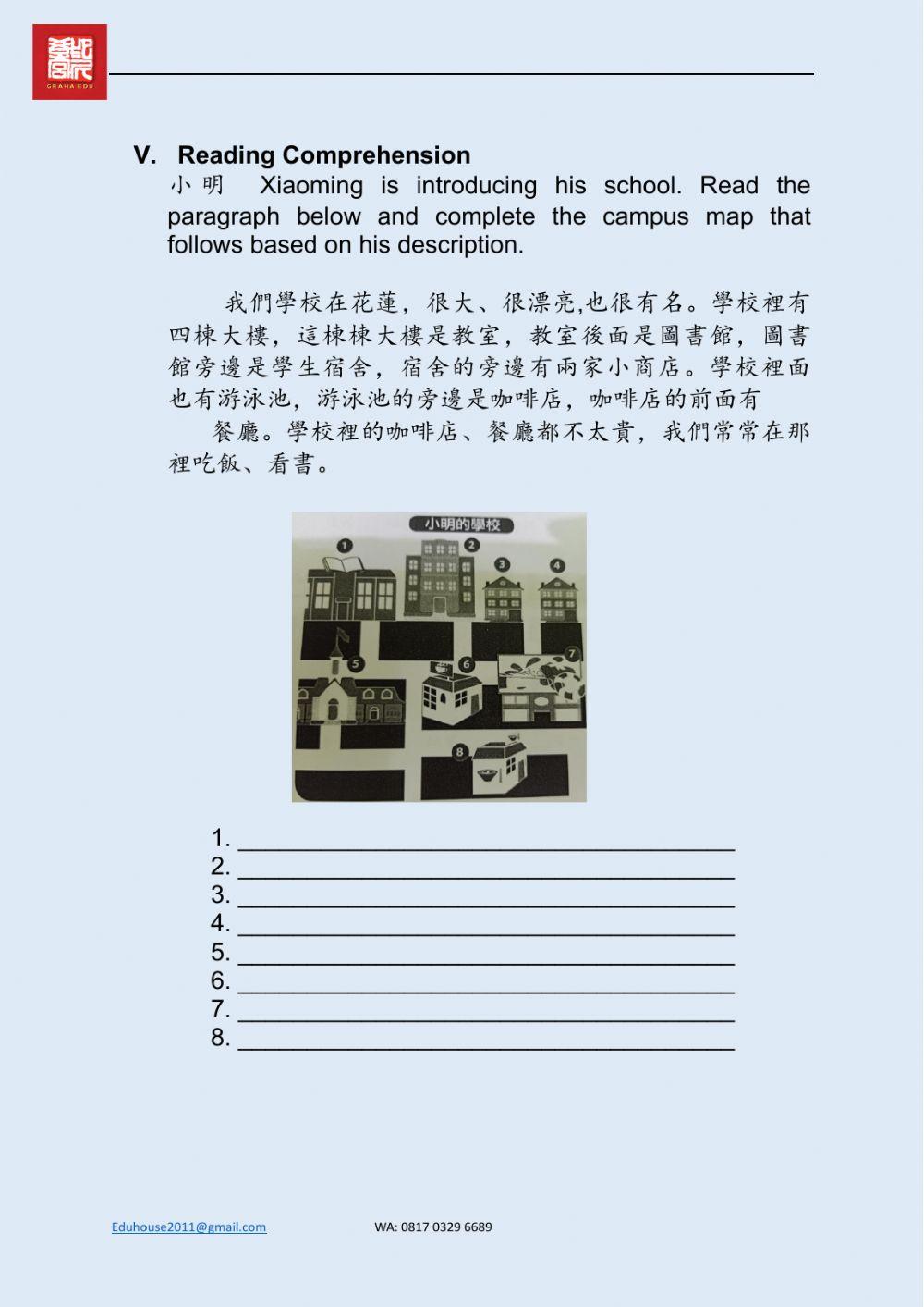 300416 | Traditional Mandarin Workbook 1 Unit 6 | Graha