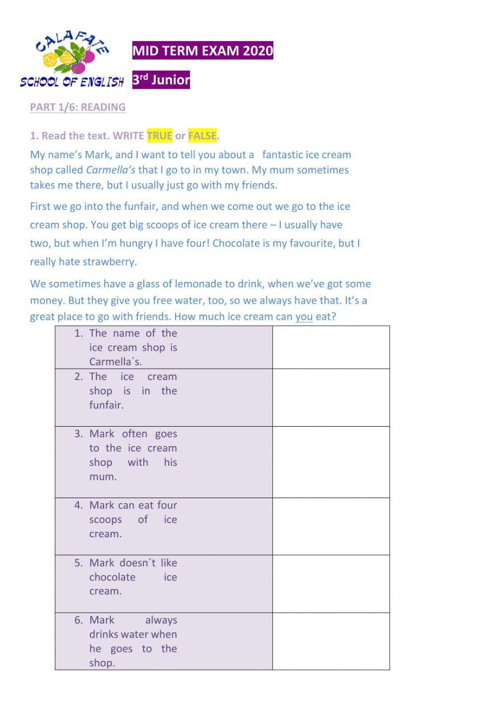 CSE MID TERM TEST 3RD JNR 2020 interactive worksheet | Live Worksheets
