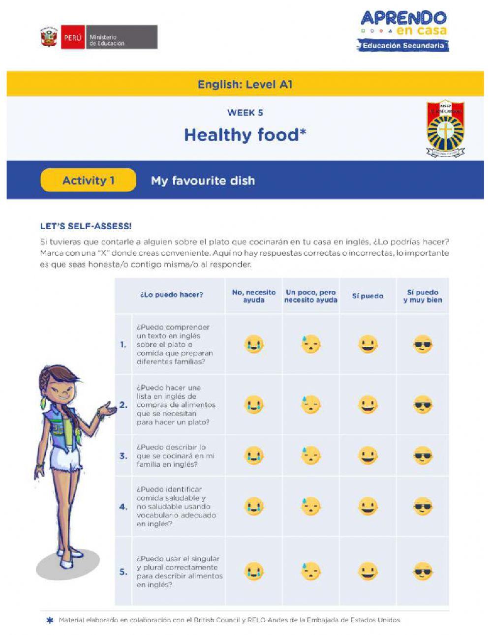 My favourite dish W-5 (A1) worksheet | Live Worksheets