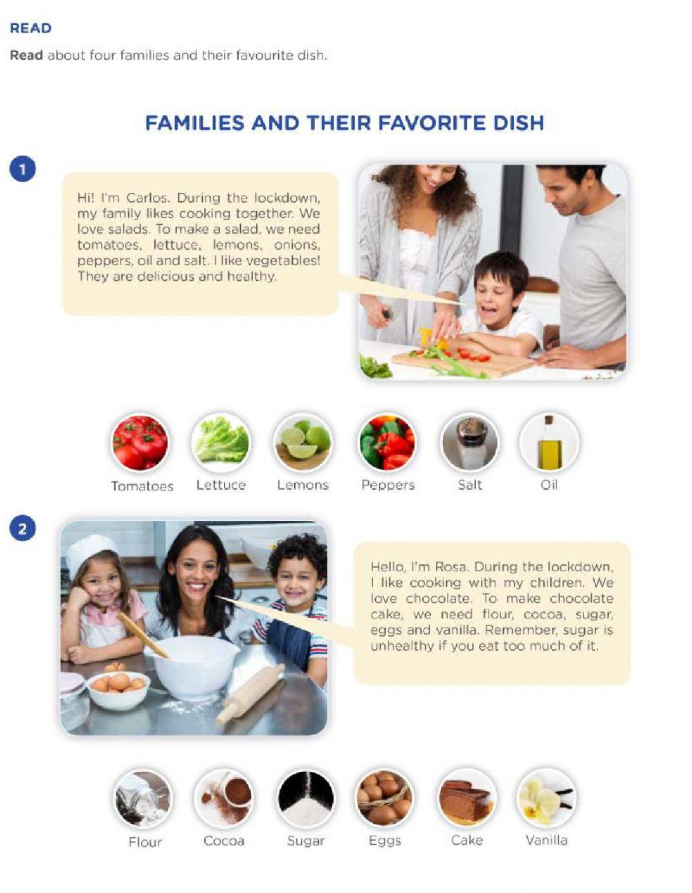 My favourite dish W-5 (A1) worksheet | Live Worksheets