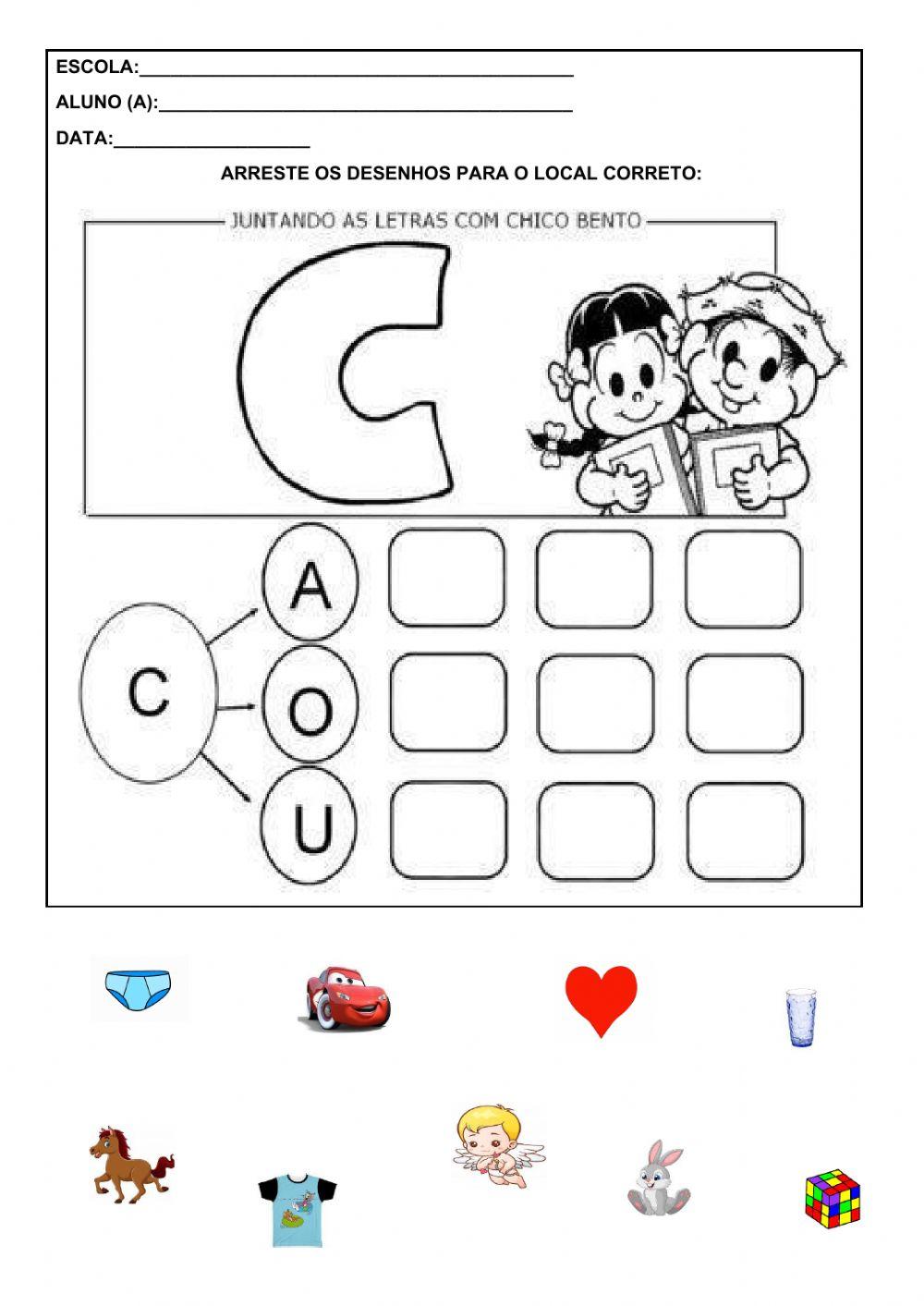 Letra C worksheet for 1° ano do ensino fundamental | Live Worksheets