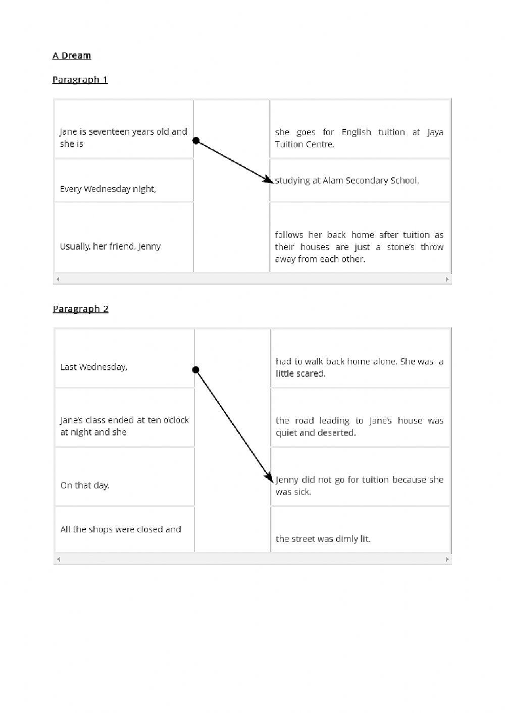 -The dream- writing assignment worksheet | Live Worksheets