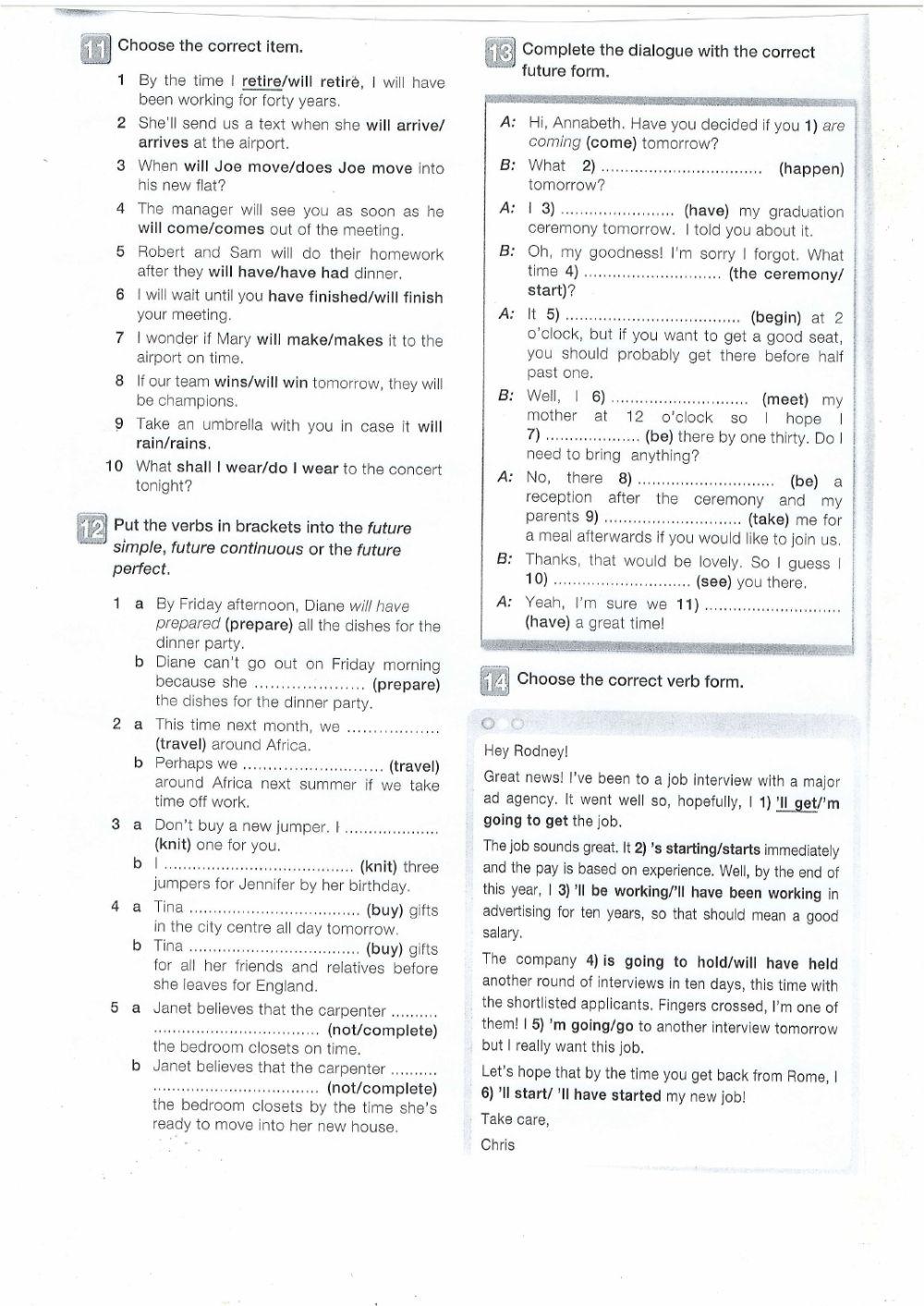 Future tenses online pdf worksheet for Intermediate | Live Worksheets