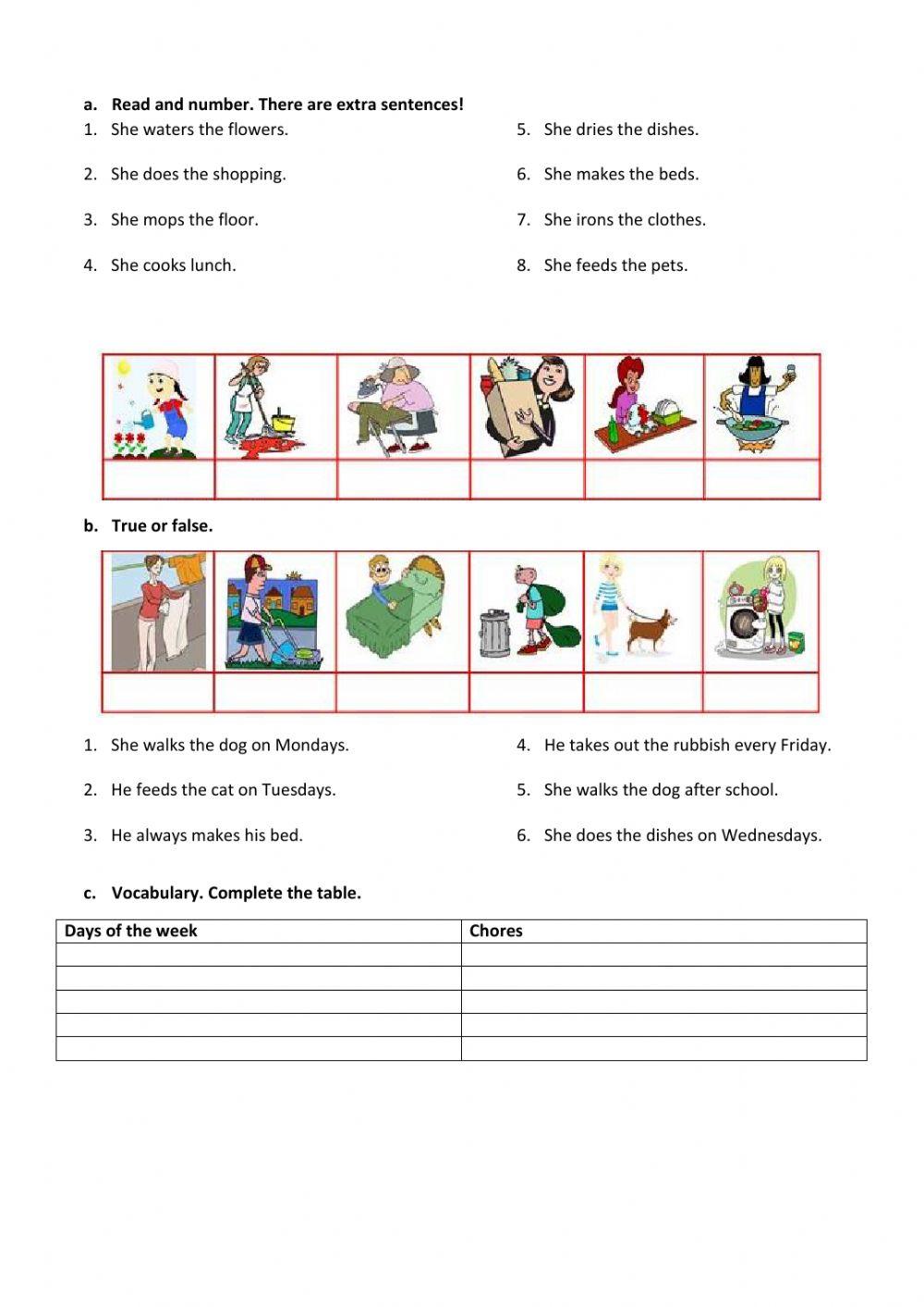 Chores interactive exercise for Grade 3 | Live Worksheets
