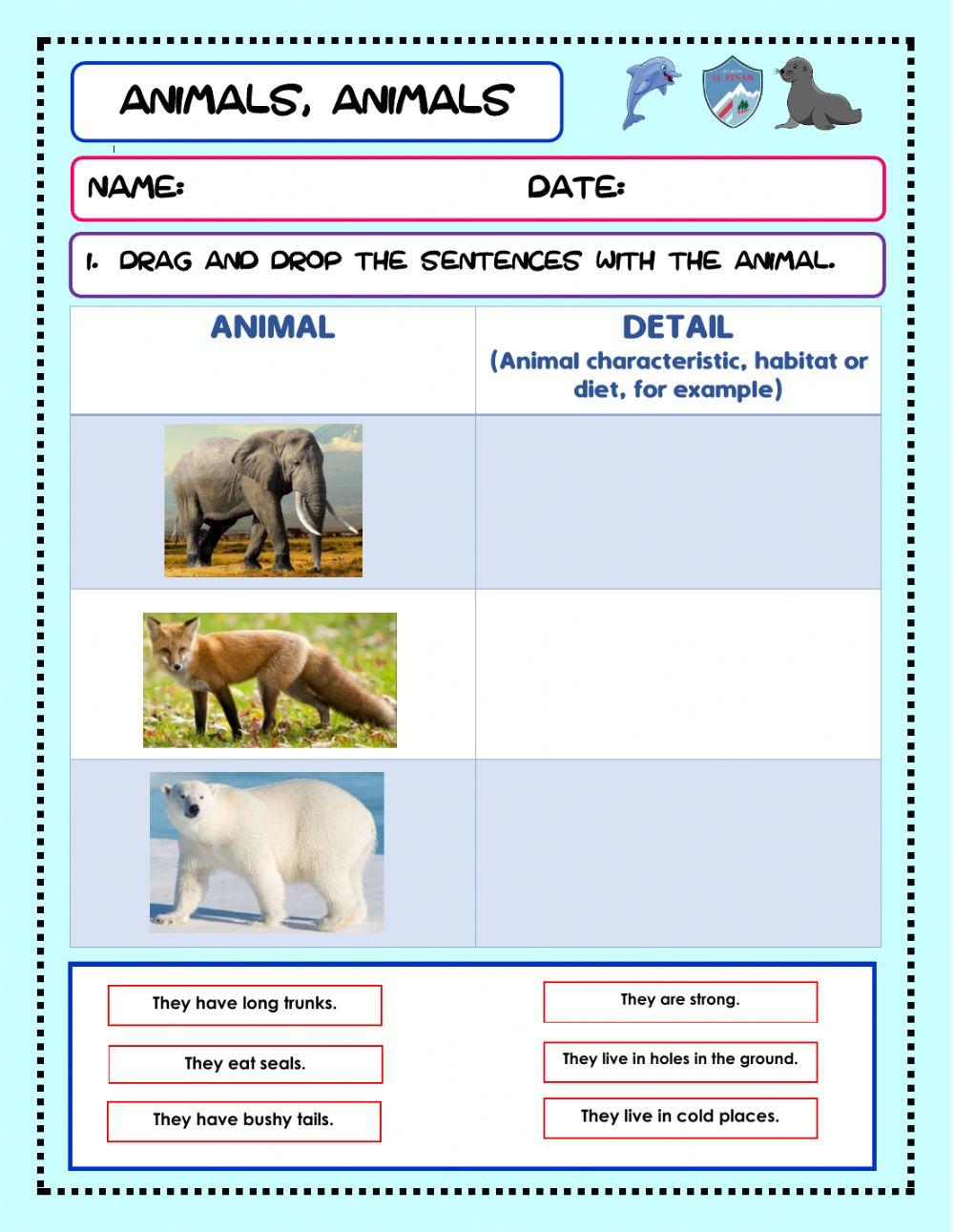 Animals, Animals | Free Interactive Worksheets | 302743
