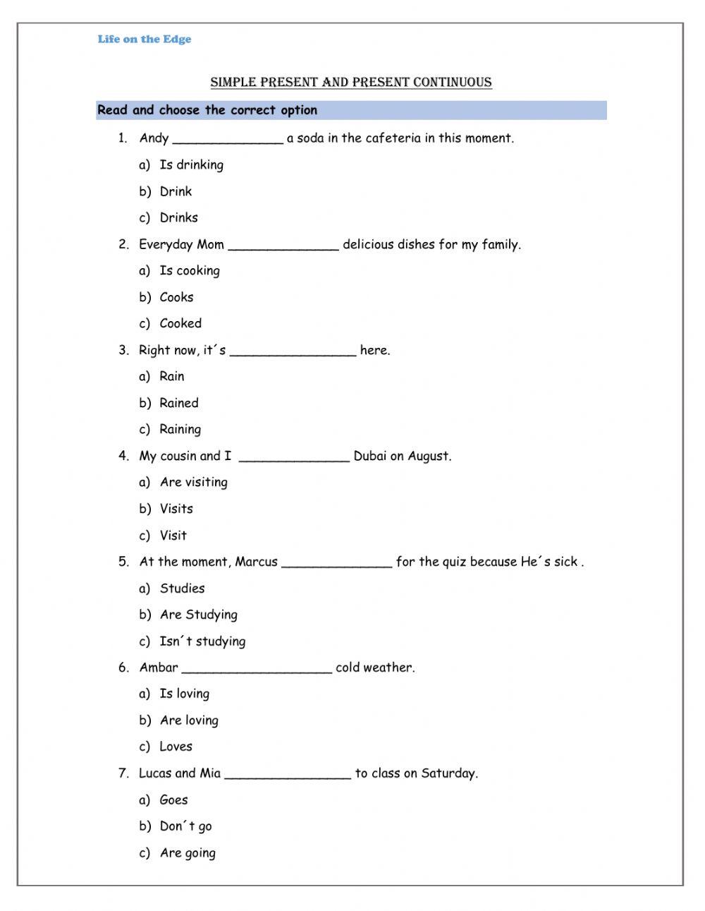Simple present interactive worksheet for 2° curso | Live Worksheets