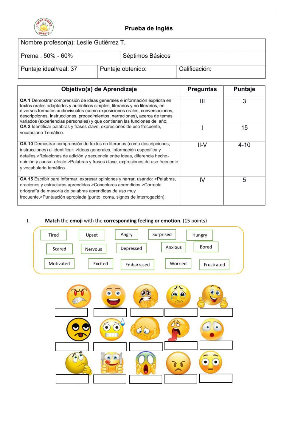 English Test 7th grade worksheet | Live Worksheets