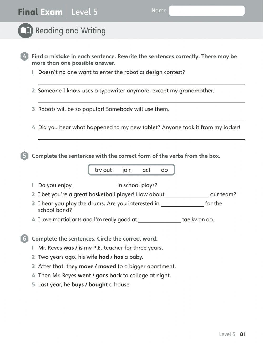 Book 5 final te… | Free Interactive Worksheets | 303163