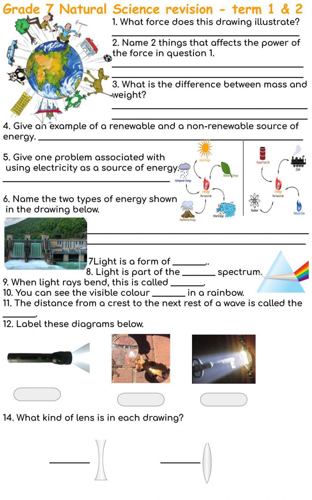 Grade 7 Revision term 1 & 2 interactive worksheet | Live Worksheets