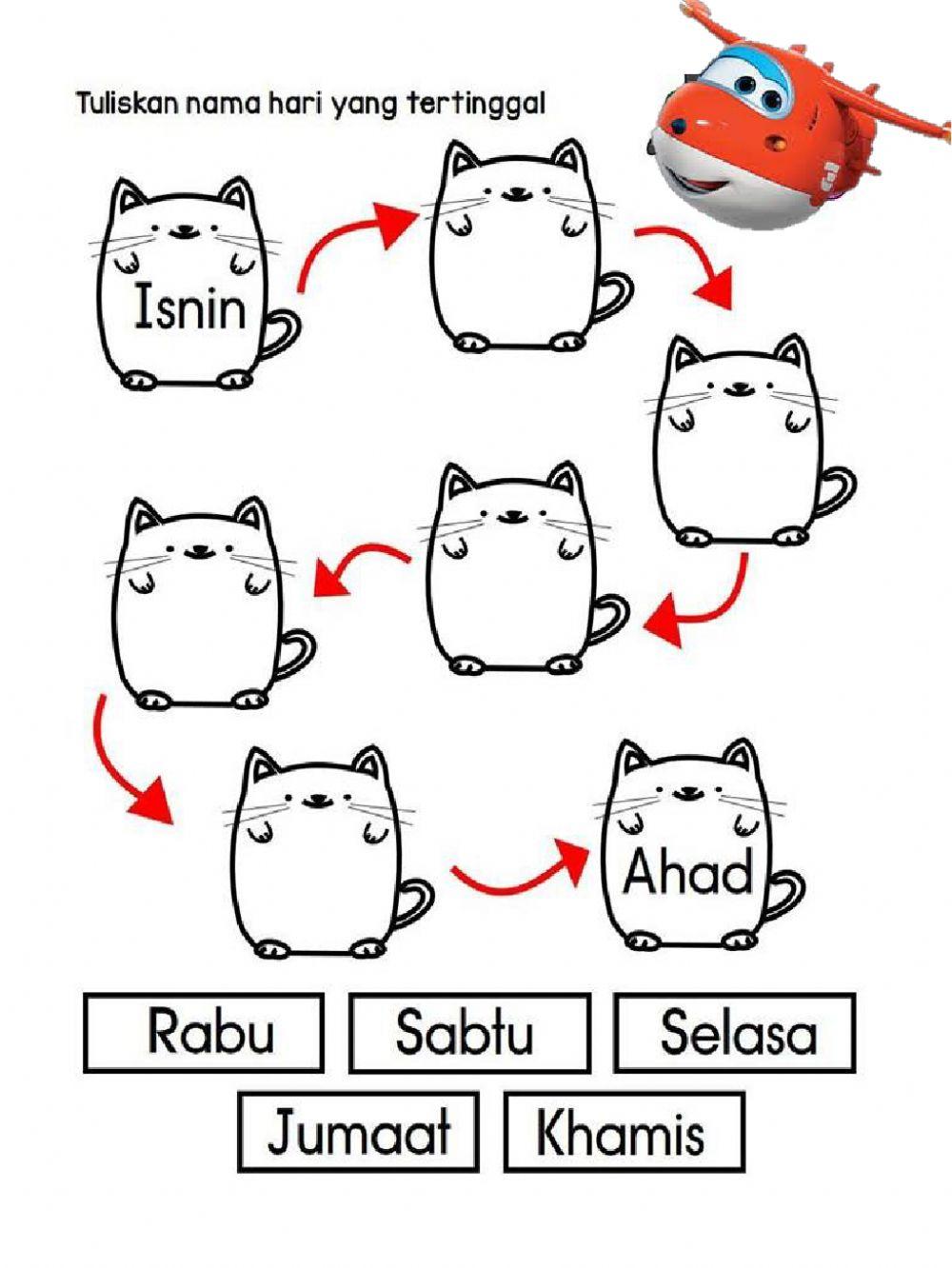 Hari Dalam Seminggu activity | Live Worksheets