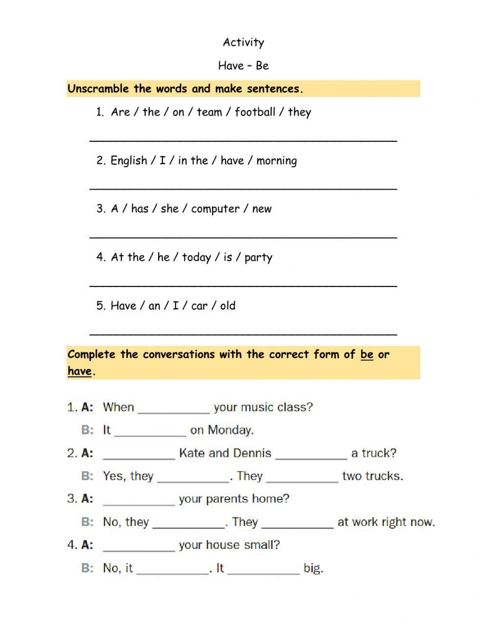 Have be interactive worksheet | Live Worksheets
