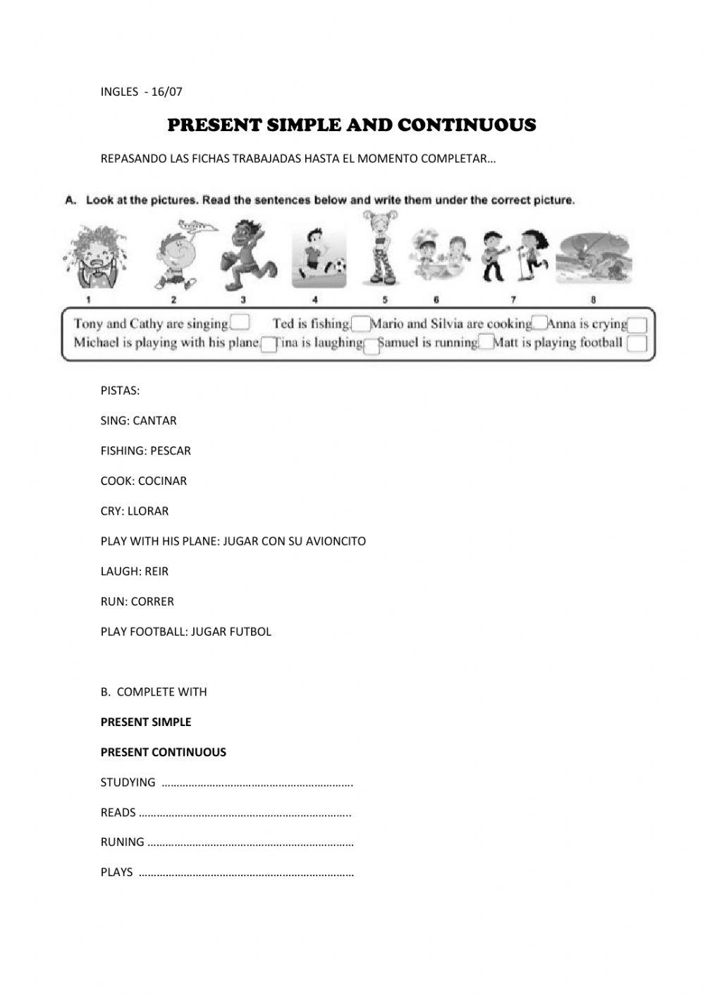 Present continuous online exercise for 1 | Live Worksheets