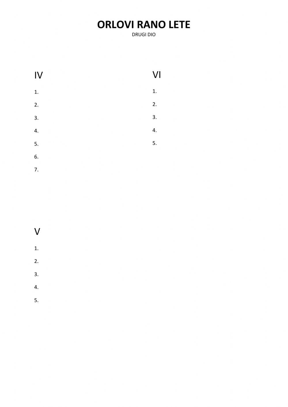 Orlovi rano lete exercise for 7 | Live Worksheets