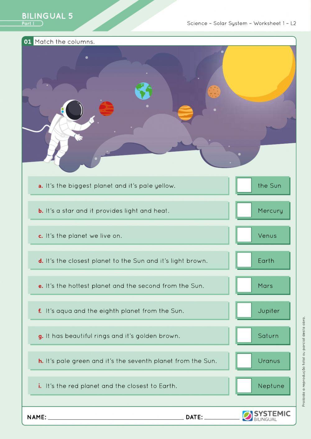 Solar system | Free Interactive Worksheets | 305763