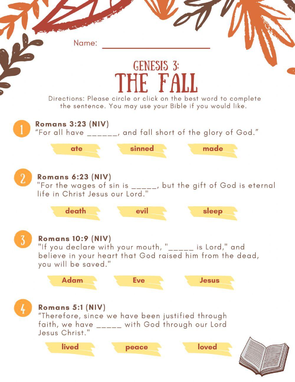 Genesis 3: The Fall 1831 | lbangunan | Live Worksheets