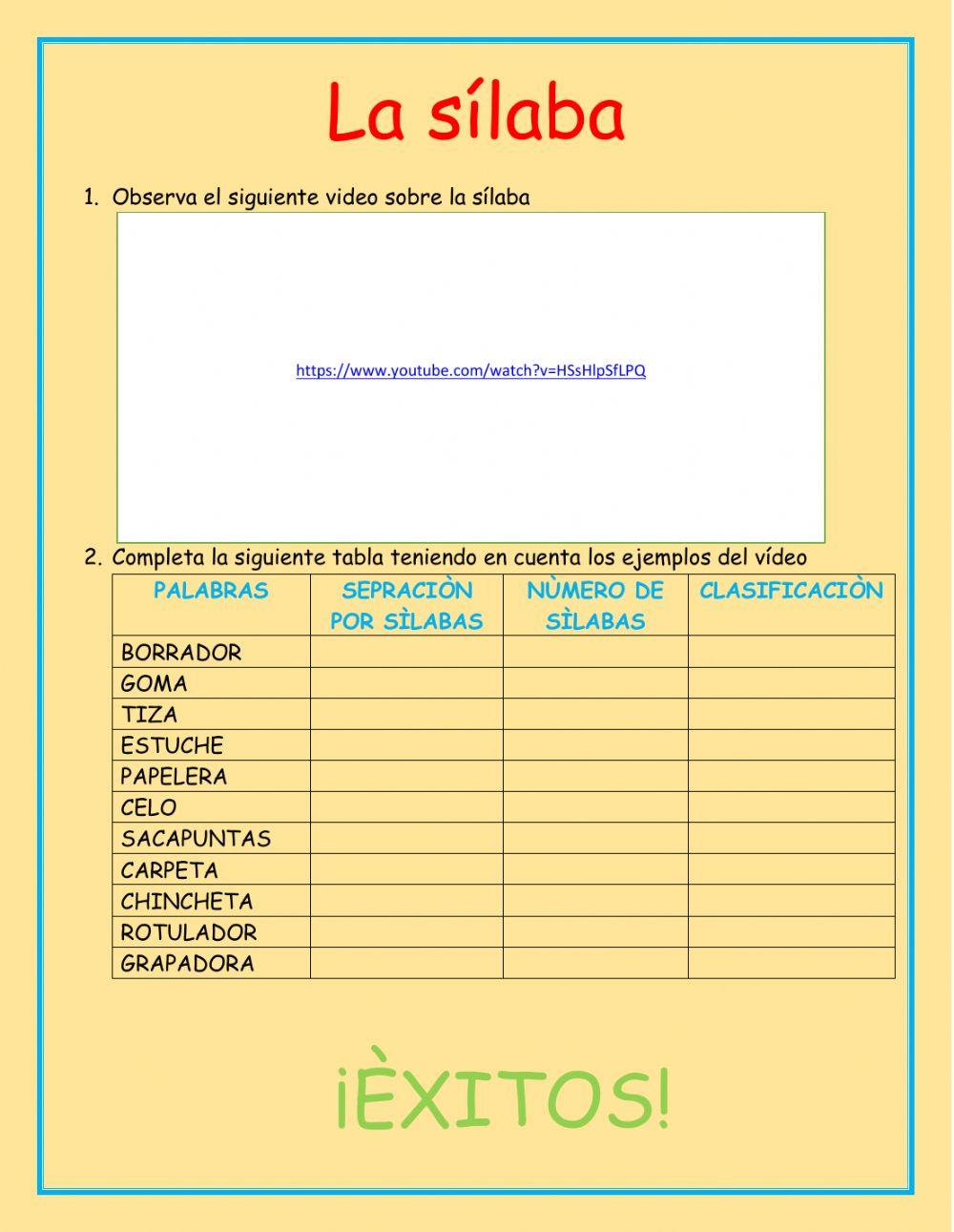 La silaba online exercise | Live Worksheets