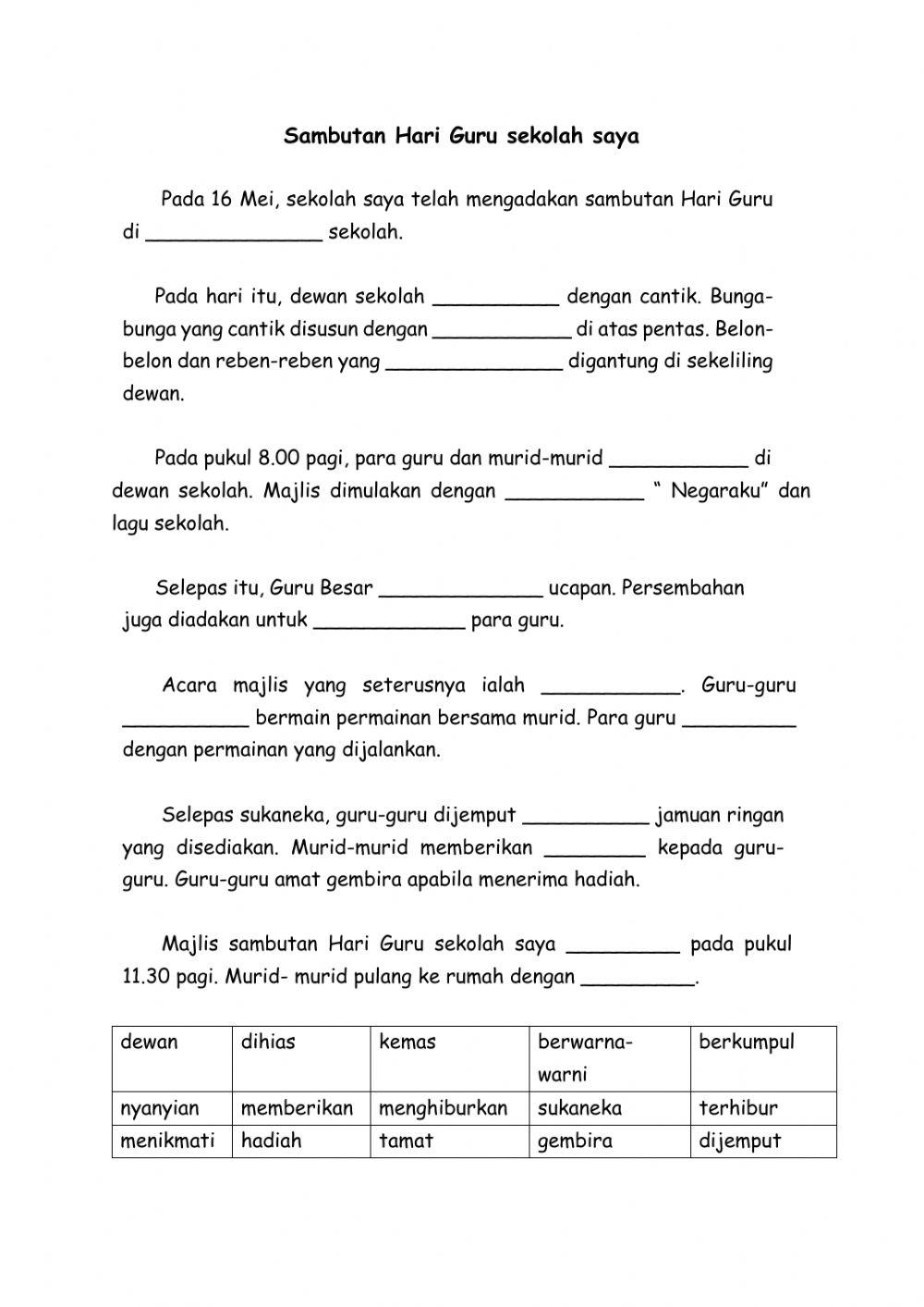 Sambutan Hari worksheet | Live Worksheets