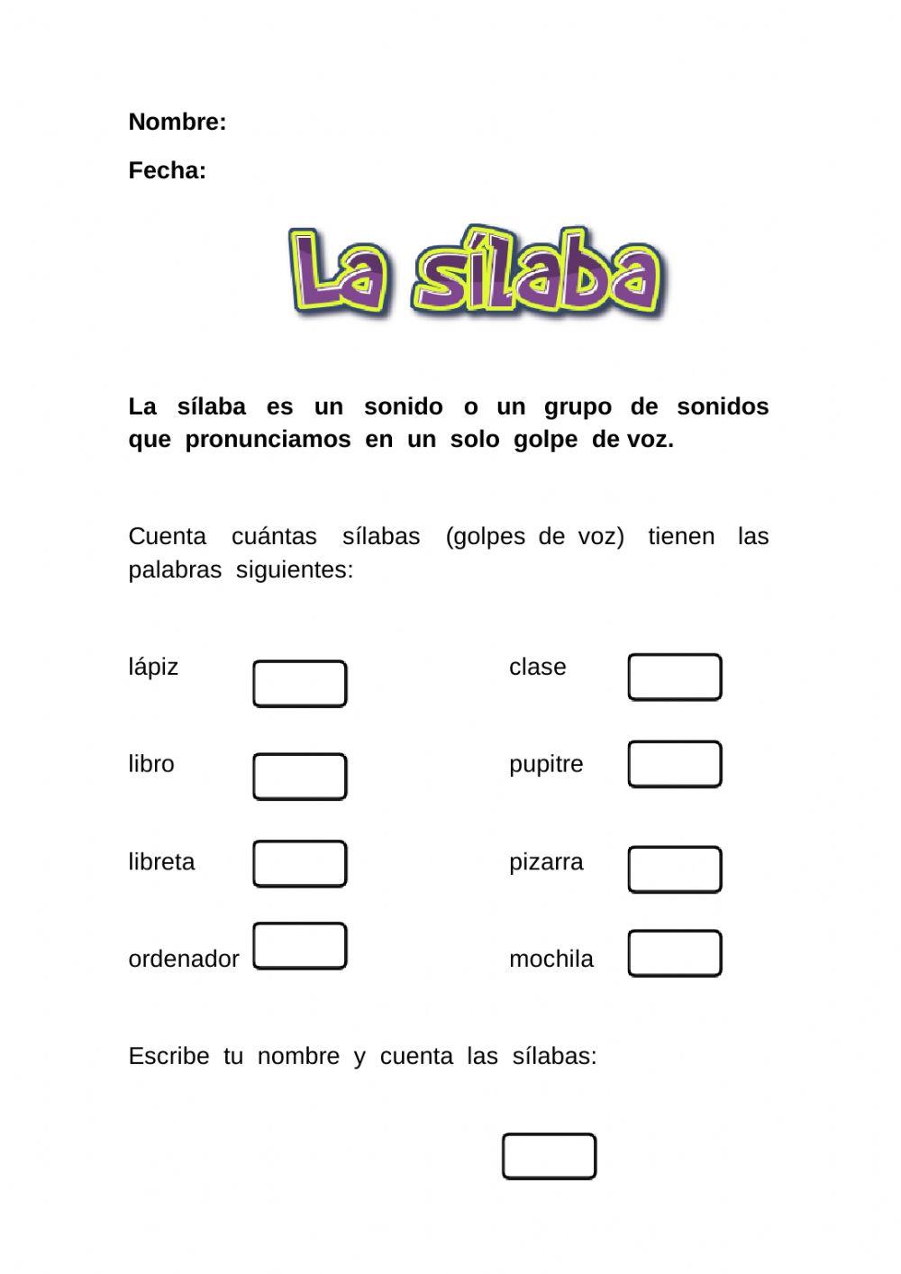 La sílaba 293286 | mgusart | Live Worksheets