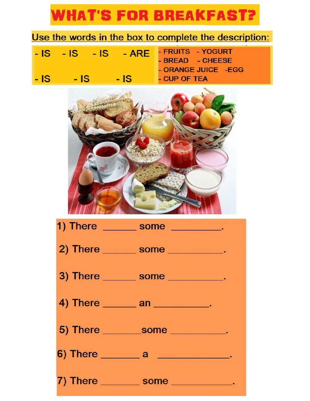Breakfast exercise for 3rd grade | Live Worksheets