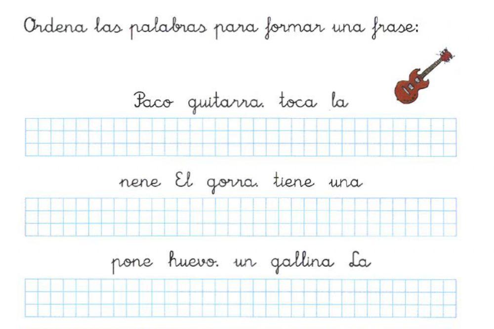 Ordenar las oraciones (palabras con G) worksheet | Live Worksheets