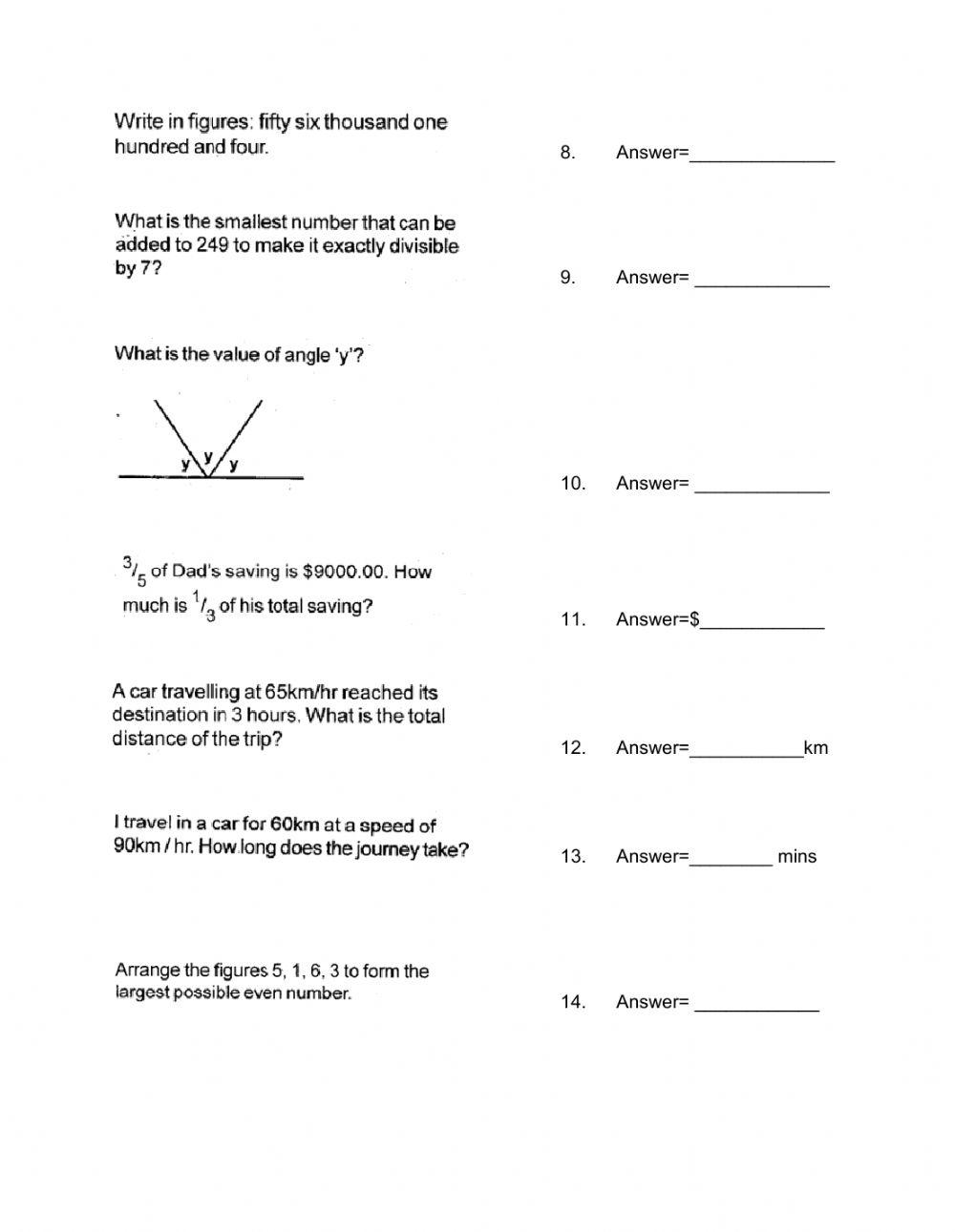 Class 4 Review Questions worksheet | Live Worksheets
