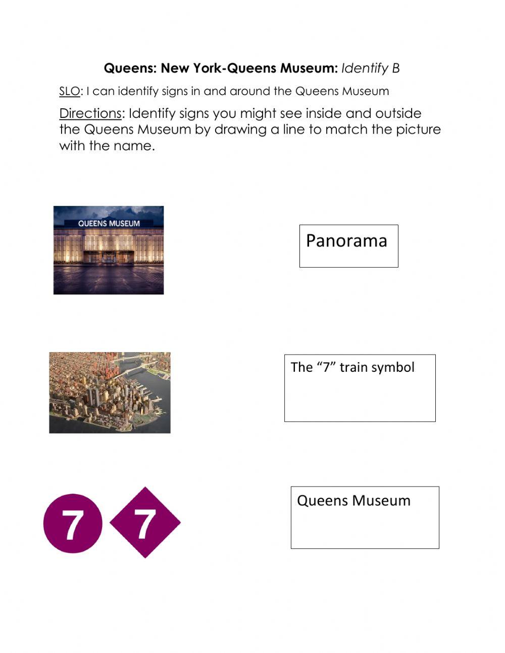 Queens: New York-Queens Museum: Identify B worksheet | Live Worksheets