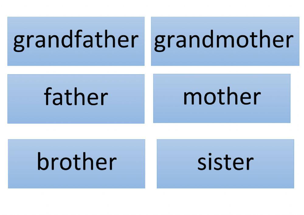 Recognising words - family words worksheet | Live Worksheets