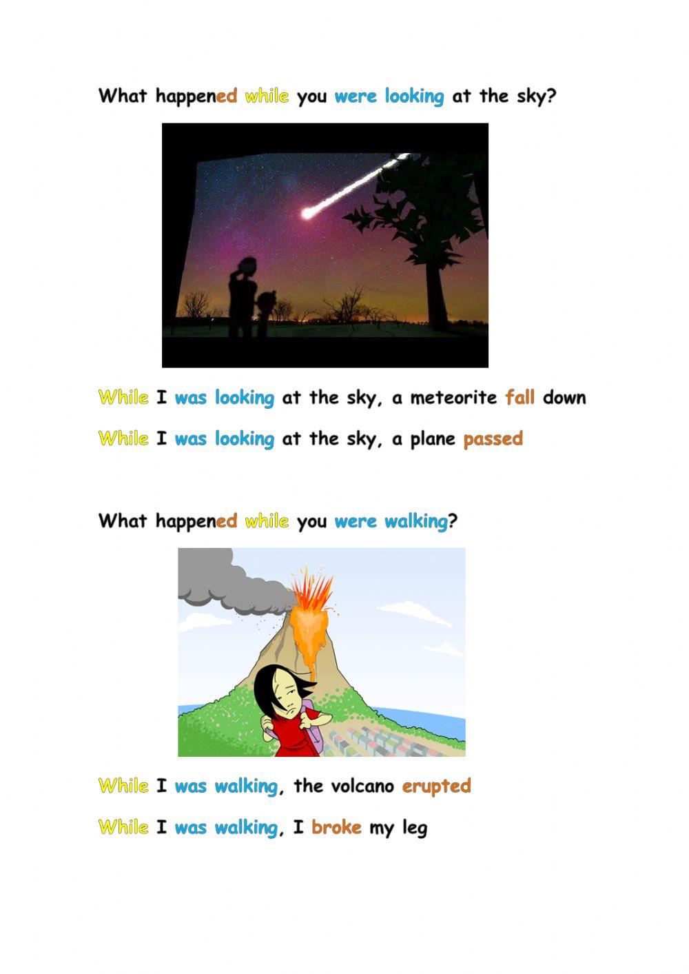 What happened while...? worksheet | Live Worksheets