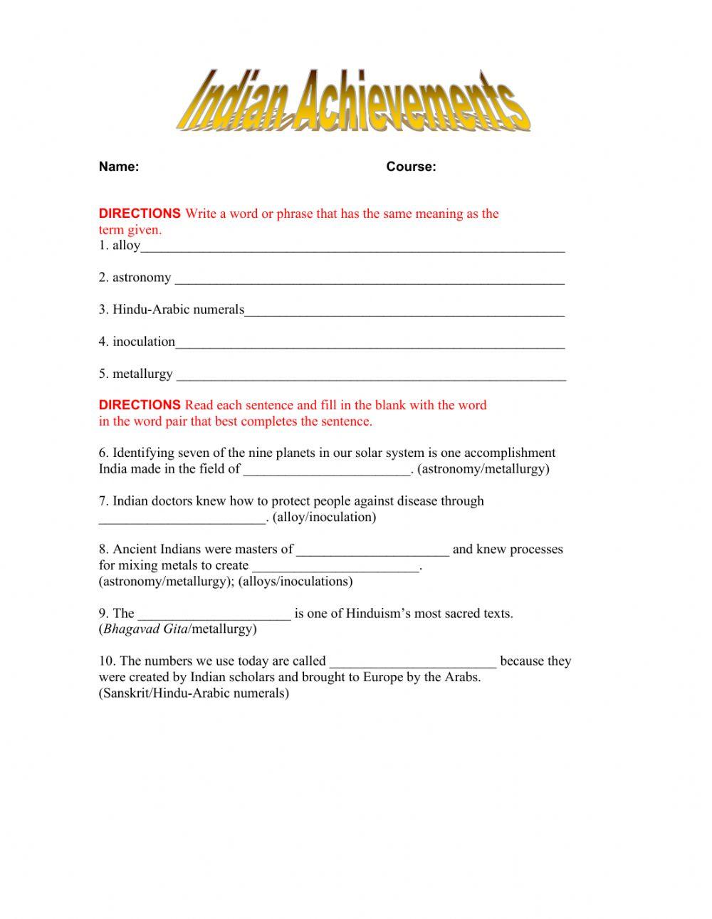 Indian Achievements 306897 | Maria | LiveWorksheets