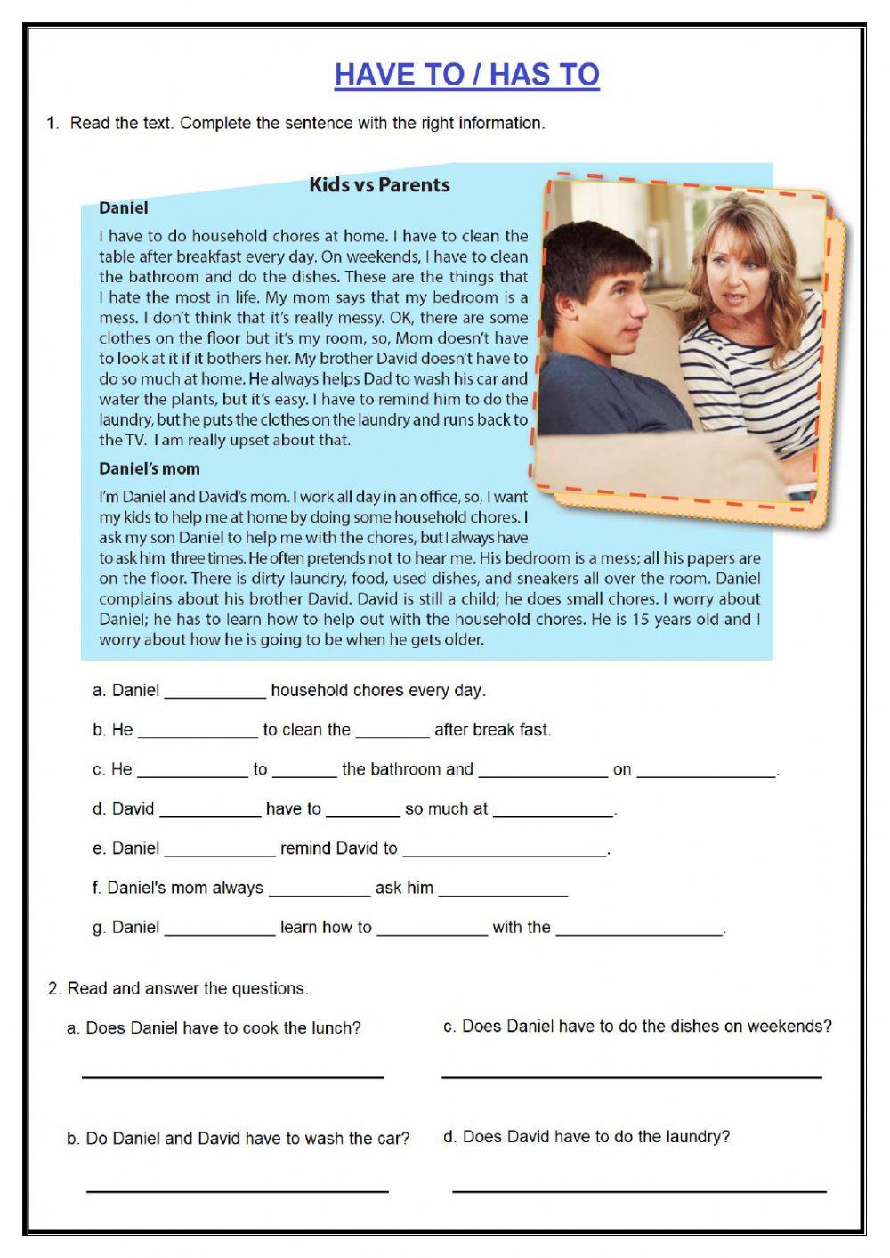 Have to HAVE TO worksheet | Live Worksheets